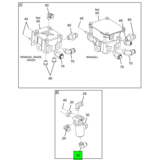 3519907C1 Navistar International | 90-Degree Elbow 1/8 in FPT to 3/8 in ...