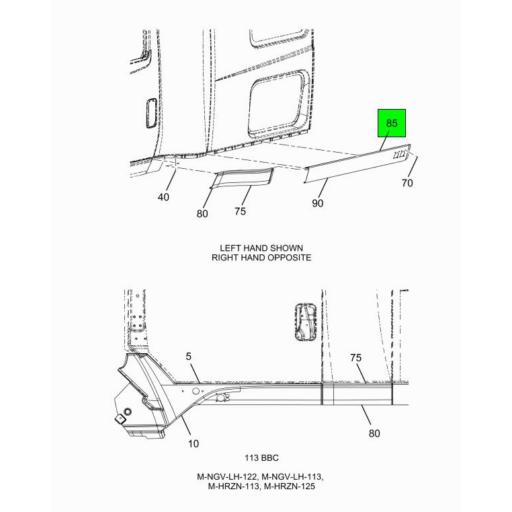 3672384C1 Navistar International | PANEL SKIRTSLEEPER SHORT LEFT HAND ...