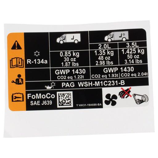 KK3Z9900014U Ford | AIR CONDITIONING A/C System Information Label Decal ...