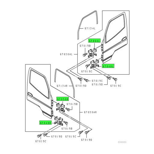 MK997204 Mitsubishi FUSO | Upper Right Hinge for Front Door | Source ...