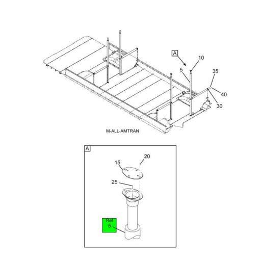 2220372C91 IC Bus | Stanchion Steel Padded with Foot Right-Hand 30 in ...