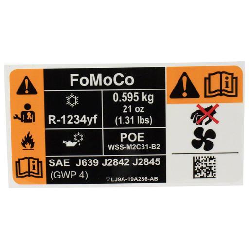 LJ9Z1503050B Ford | AIR CONDITIONING A/C System Information Label Decal ...