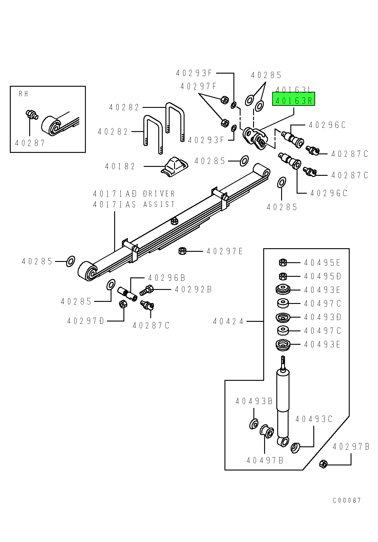 MC092194 Mitsubishi FUSO | Right Hand Front Suspension Spring Shackle ...