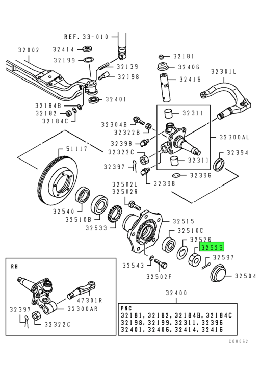 MC891403 Mitsubishi FUSO | Front Wheel Hub Bearing Lock Nut | Source ...